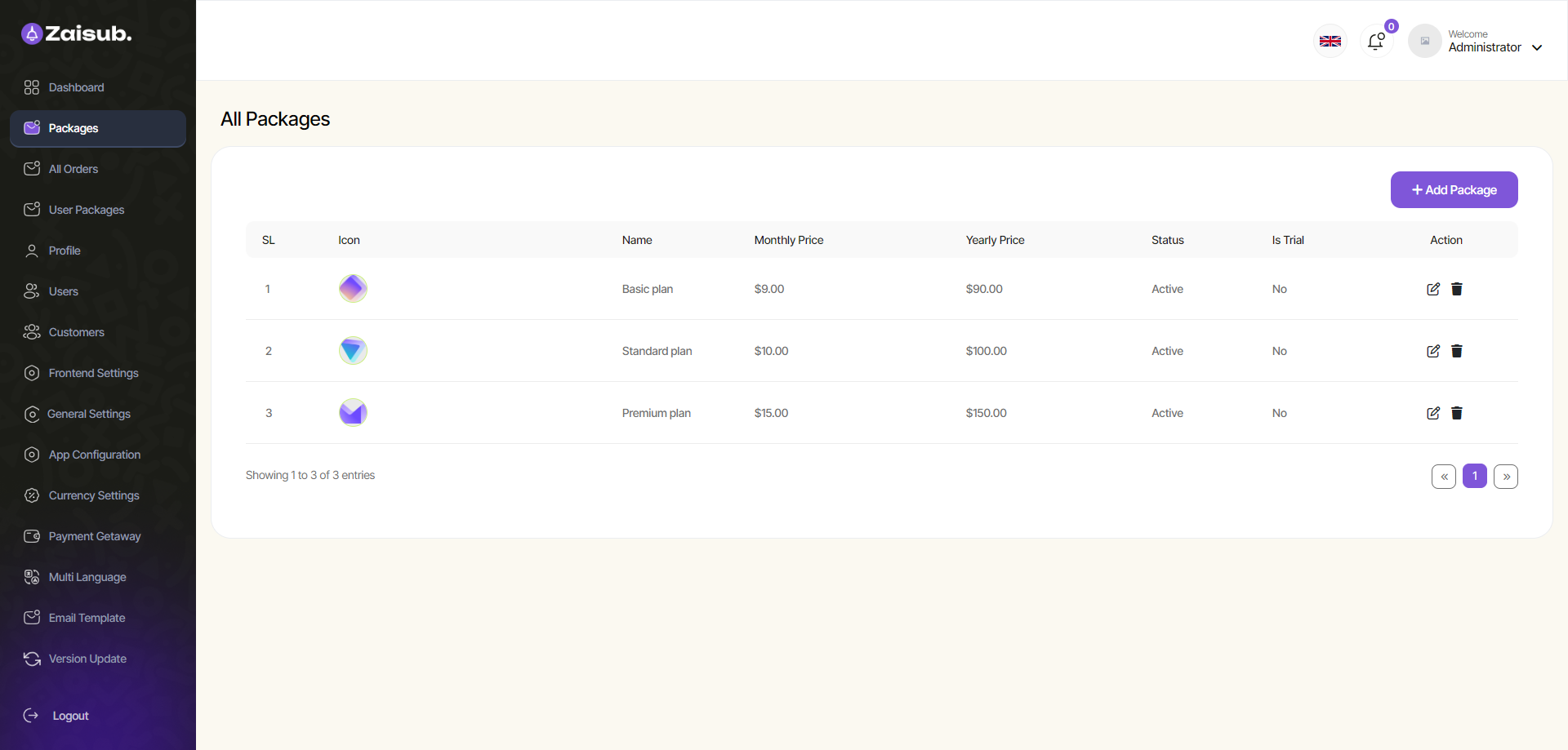 Zaisub - Subscription & Billing management SAAS Addon. by zainiktheme